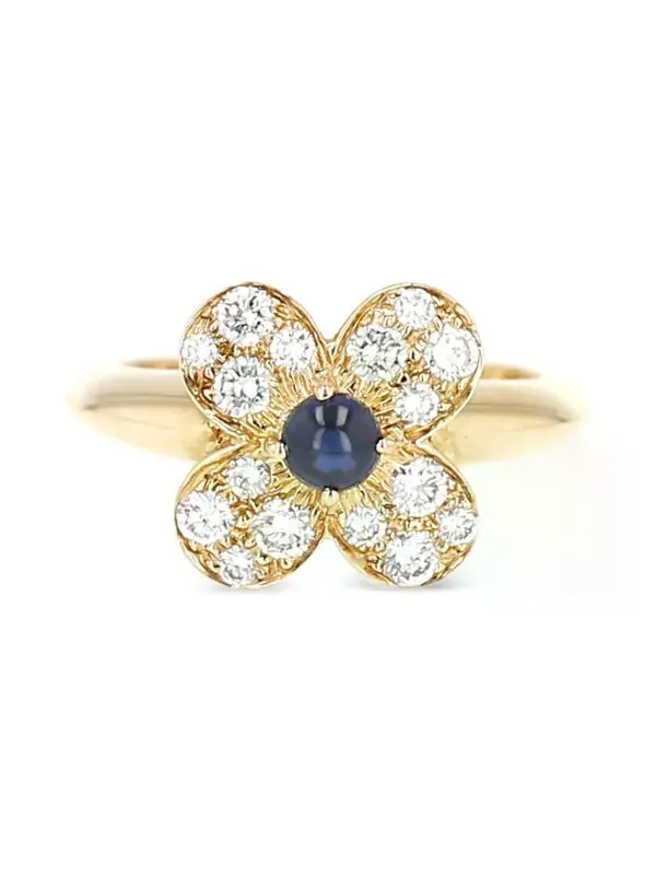 Van Cleef & Arpels Yellow Diamond And Sapphire Flower Ring - Gold