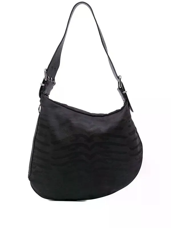 Fendi Zebra Print Canvas Oyster Hobo Bag