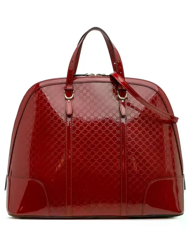 Gucci Large Microissima Patent Dome Top Handle Bag - Red