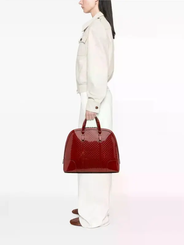 Gucci Large Microissima Patent Dome Top Handle Bag - Red