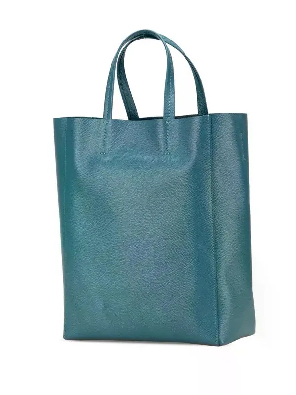 Celine Grained Calfskin Vertical Cabas Satchel - Blue