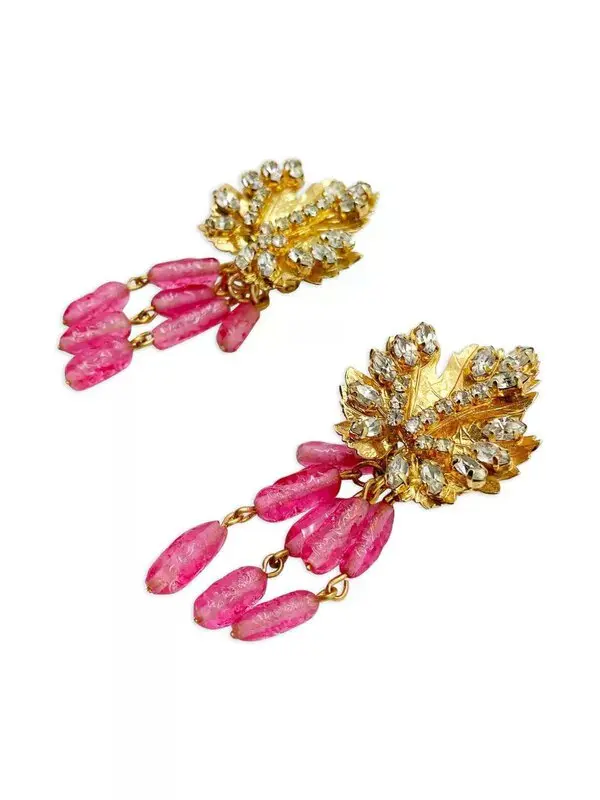 Dior 1970s Leaf-shaped Crystal Earrings