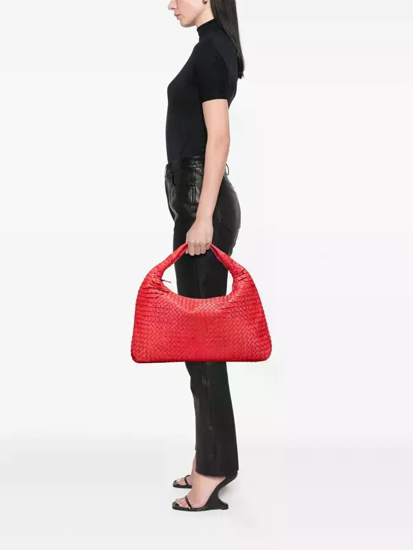 Bottega Veneta Medium Nappa Intrecciato Ruffle Veneta Hobo Bag - Red