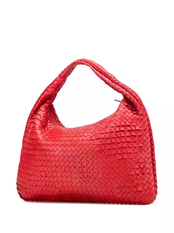 Bottega Veneta Medium Nappa Intrecciato Ruffle Veneta Hobo Bag - Red