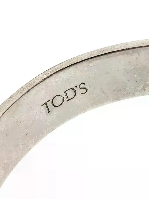 TOD'S Leather Studded Cuff Bracelet - Silver