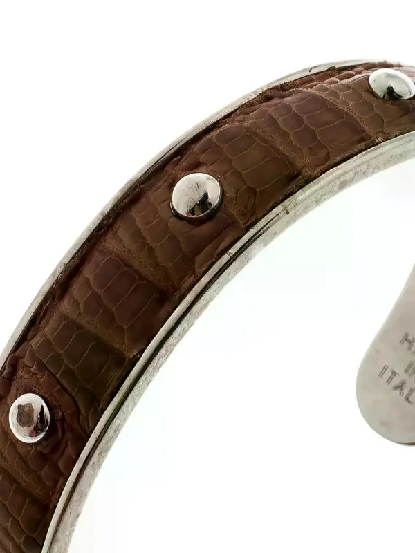 TOD'S Leather Studded Cuff Bracelet - Silver
