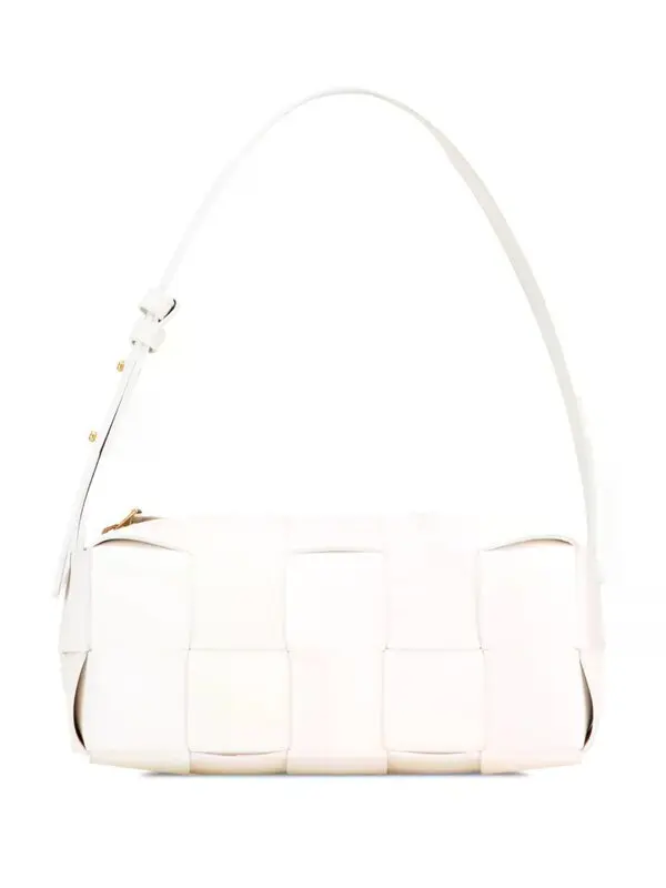 Bottega Veneta Small Lambskin Intrecciato Brick Cassette Shoulder Bag - White