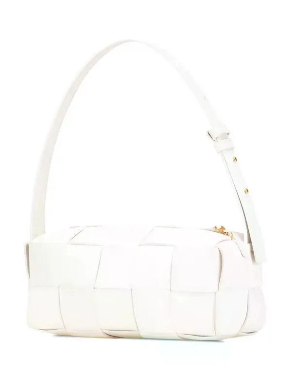 Bottega Veneta Small Lambskin Intrecciato Brick Cassette Shoulder Bag - White