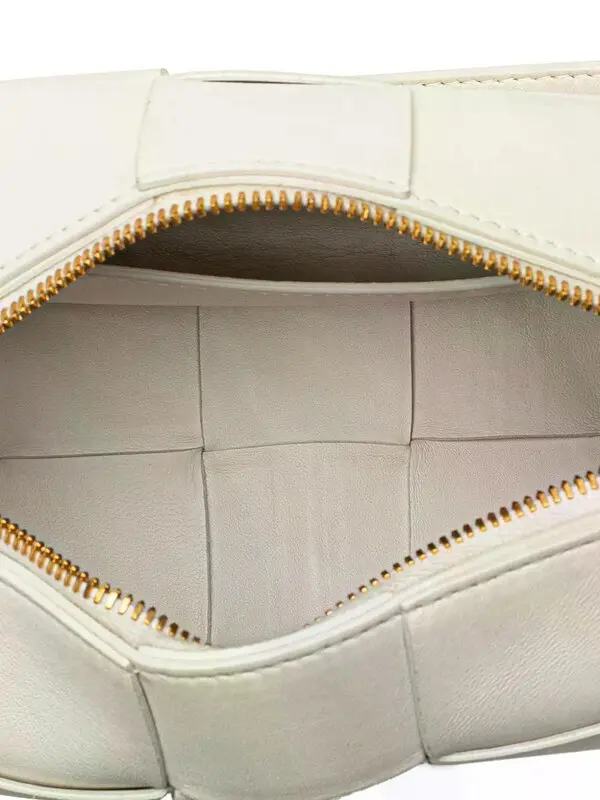 Bottega Veneta Small Lambskin Intrecciato Brick Cassette Shoulder Bag - White