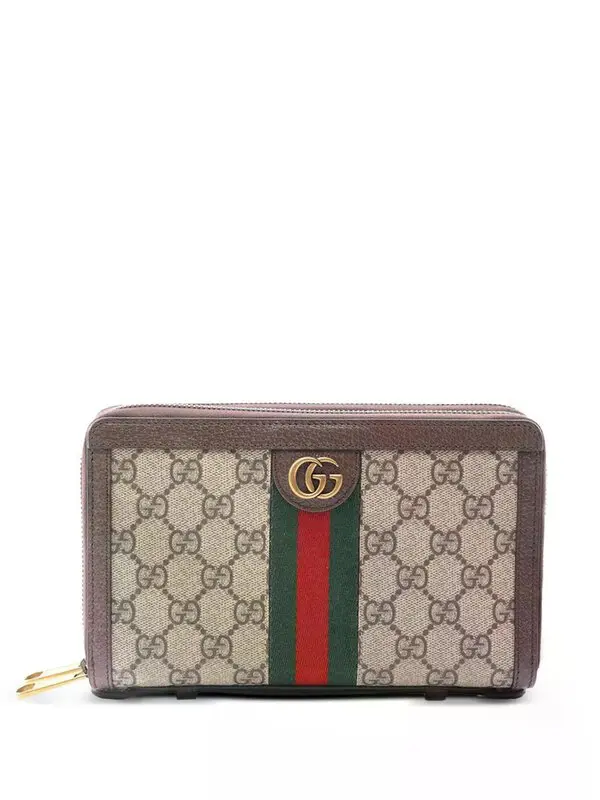 Gucci 2016-2025 Gg Supreme Ophidia Card Case Wallet Long Wallets - Brown