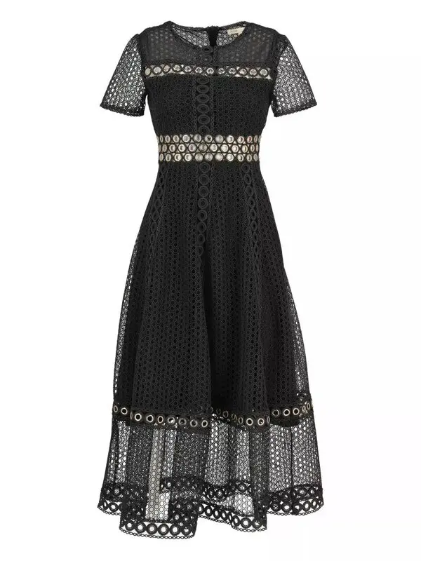 Maje Eyelet-detail Lace Midi Dress
