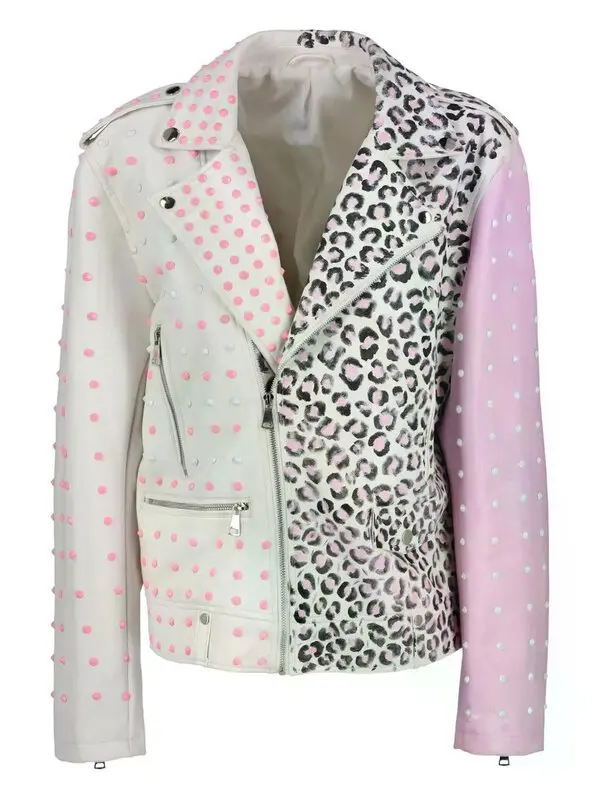 Vintage Animalier Studded Biker Jacket
