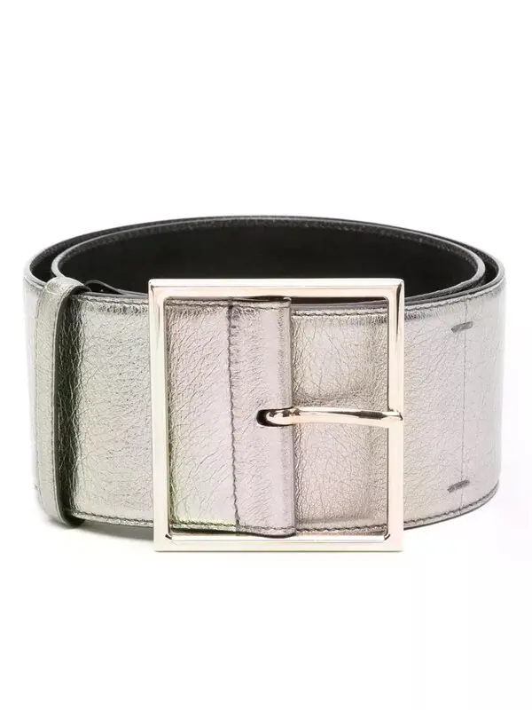 Saint Laurent Pre-owned 1990s Metallic-finish Leather Belt - Silver