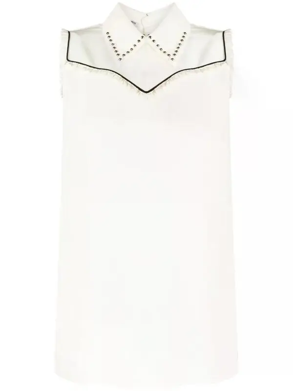 Miu Miu Bib-detailed Sleeveless Blouse - White