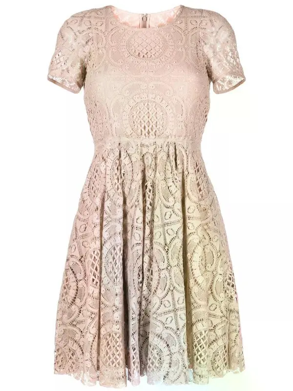 Burberry Lace Short Sleeve Dress - Neutrals
