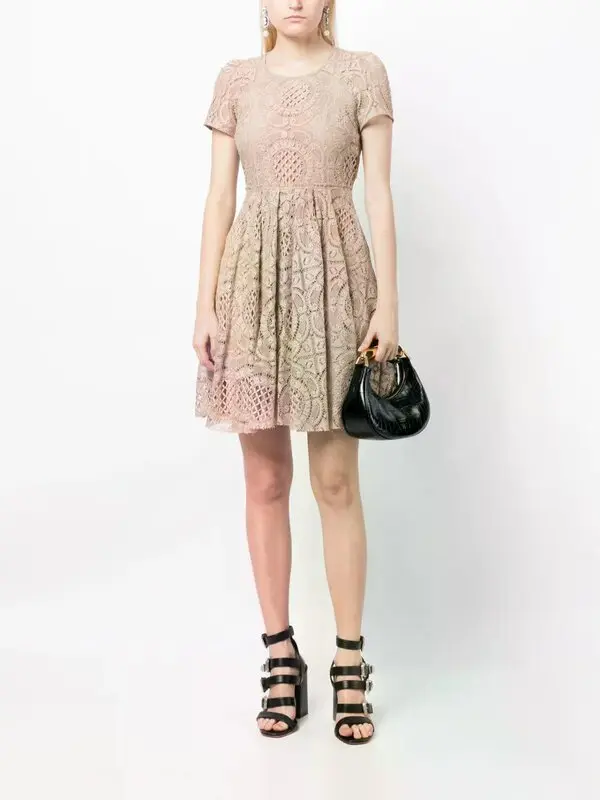 Burberry Lace Short Sleeve Dress - Neutrals