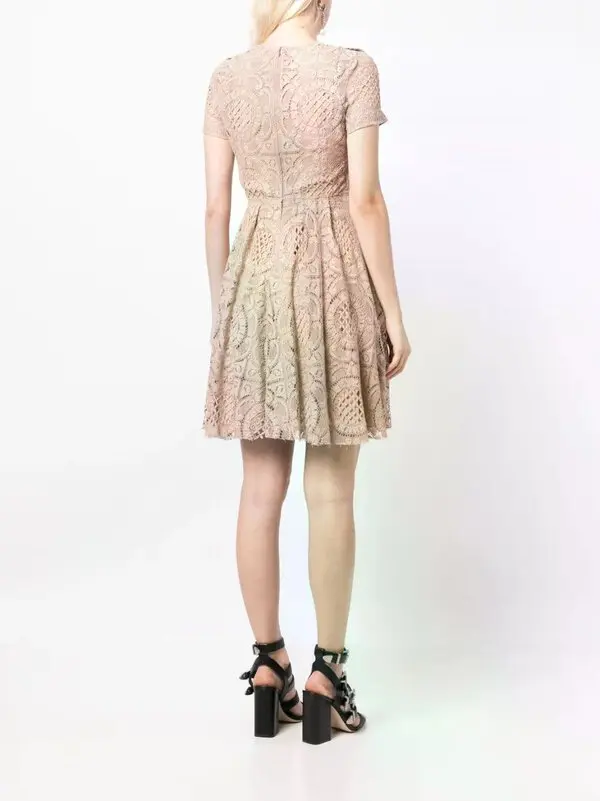 Burberry Lace Short Sleeve Dress - Neutrals
