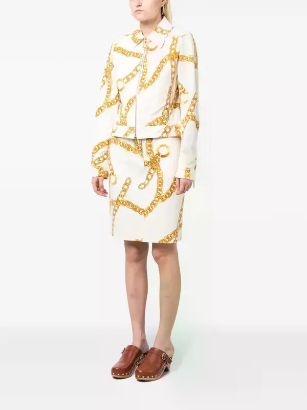 Celine 1990-2000s Chain-link Print Skirt Suit