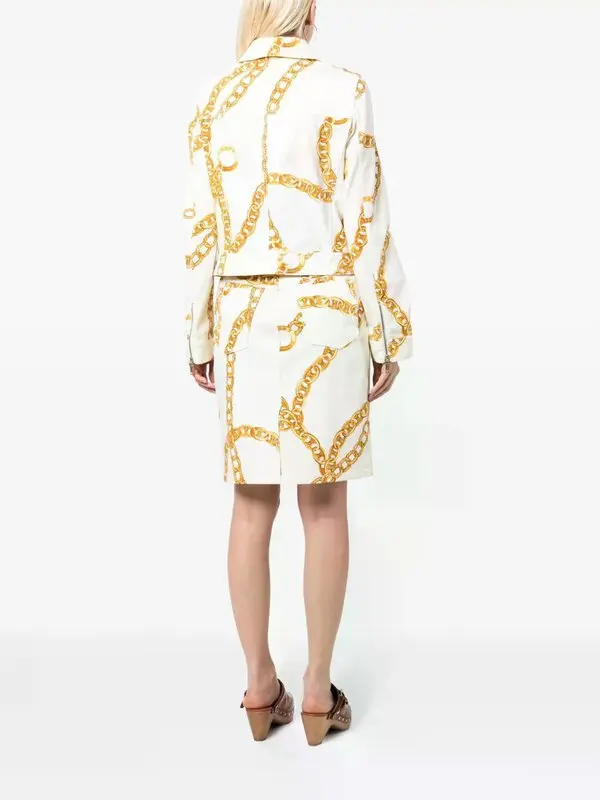 Celine 1990-2000s Chain-link Print Skirt Suit