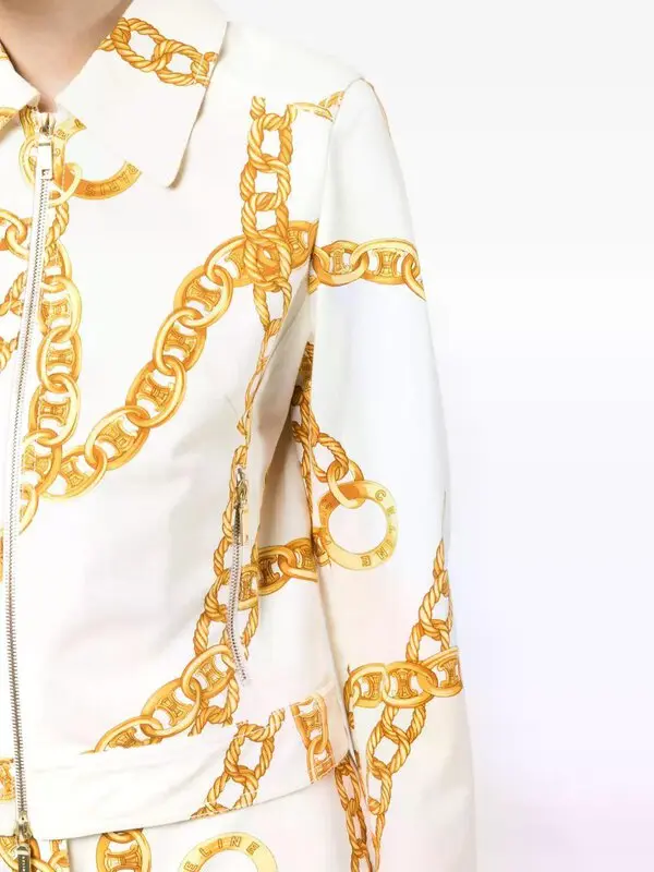 Celine 1990-2000s Chain-link Print Skirt Suit