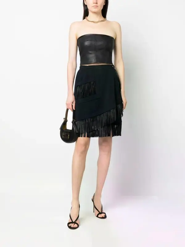 Saint Laurent 1970s Fringed Wool Skirt