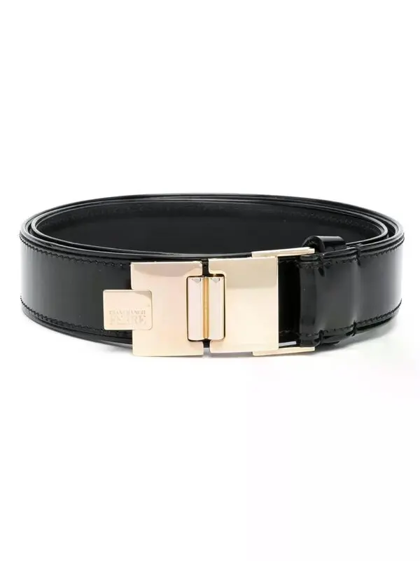 Gianfranco Ferre 1990s Clip-lock Leather Belt - Black