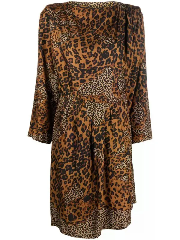 Saint Laurent 1980s Leopard Print Silk Dress
