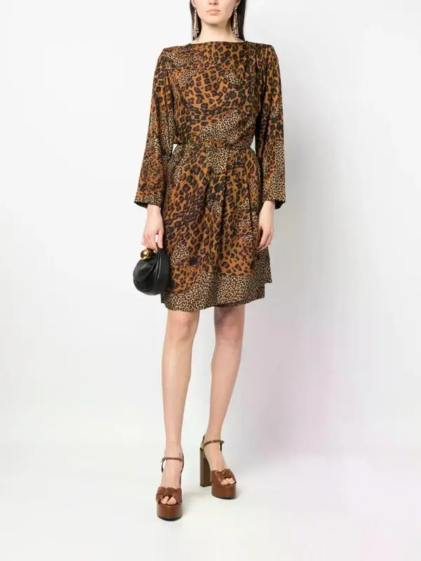 Saint Laurent 1980s Leopard Print Silk Dress