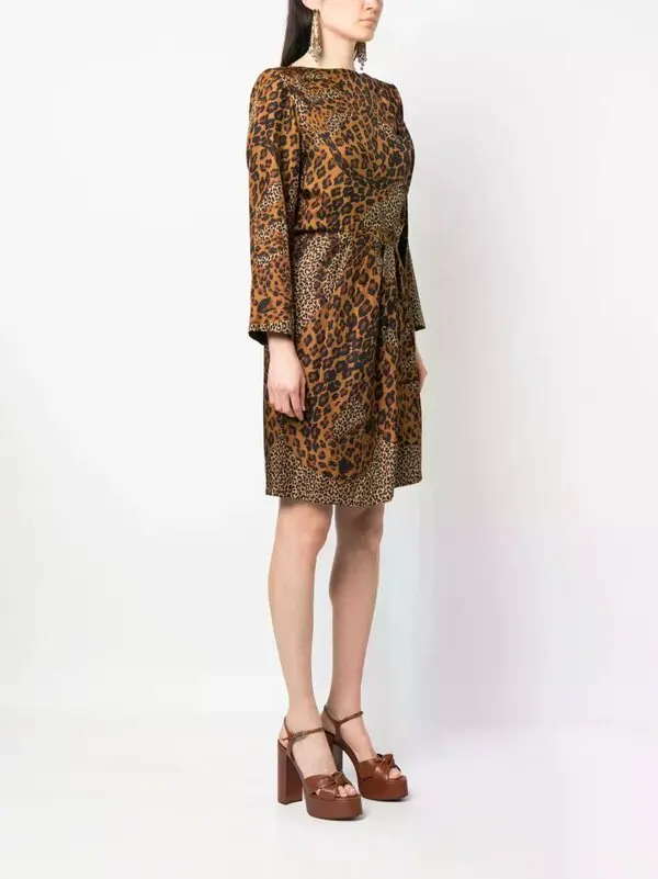 Saint Laurent 1980s Leopard Print Silk Dress