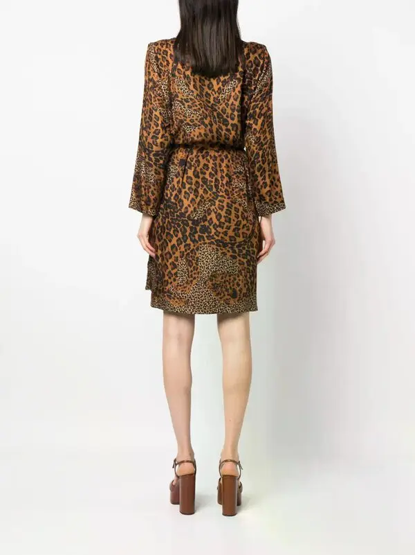 Saint Laurent 1980s Leopard Print Silk Dress