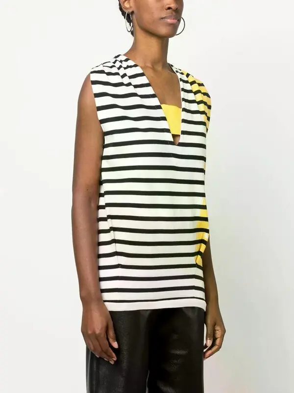 Balenciaga 2012 V-neck Striped Top