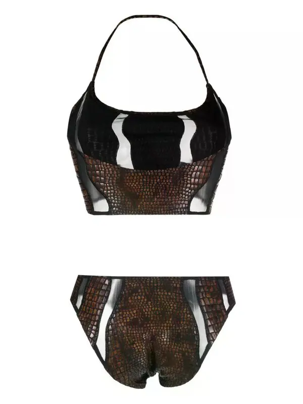 Gianfranco Ferre 2000s Crocodile-embossed Bikini Set