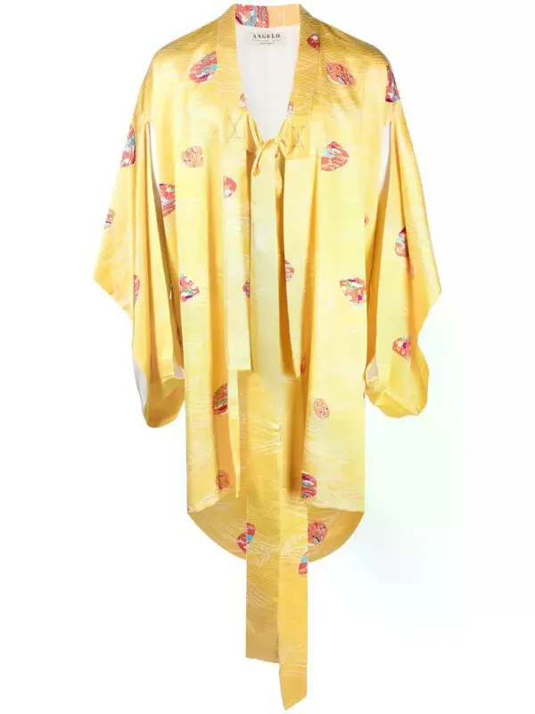 A.N.G.E.L.O. VINTAGE CULT 1990s Beach Print Silk Coat - Yellow