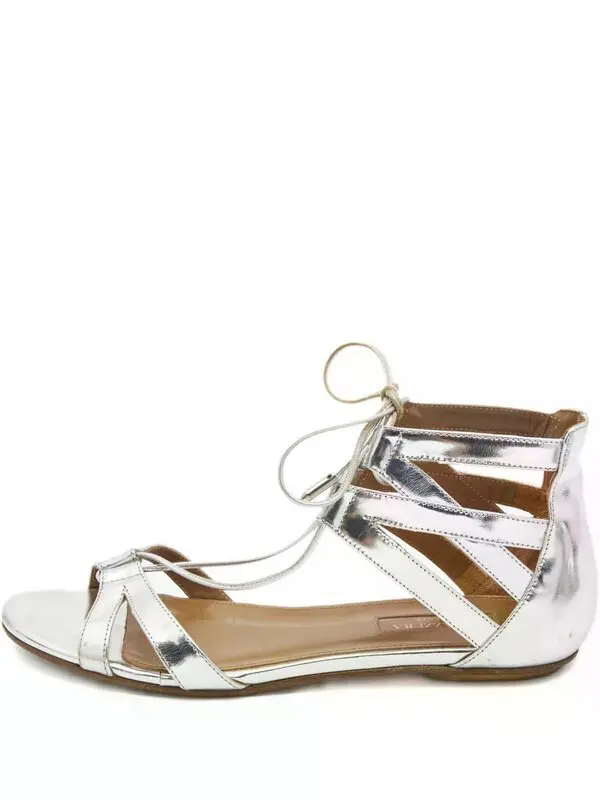 AQUAZZURA Metallic Leather Sandals - Silver