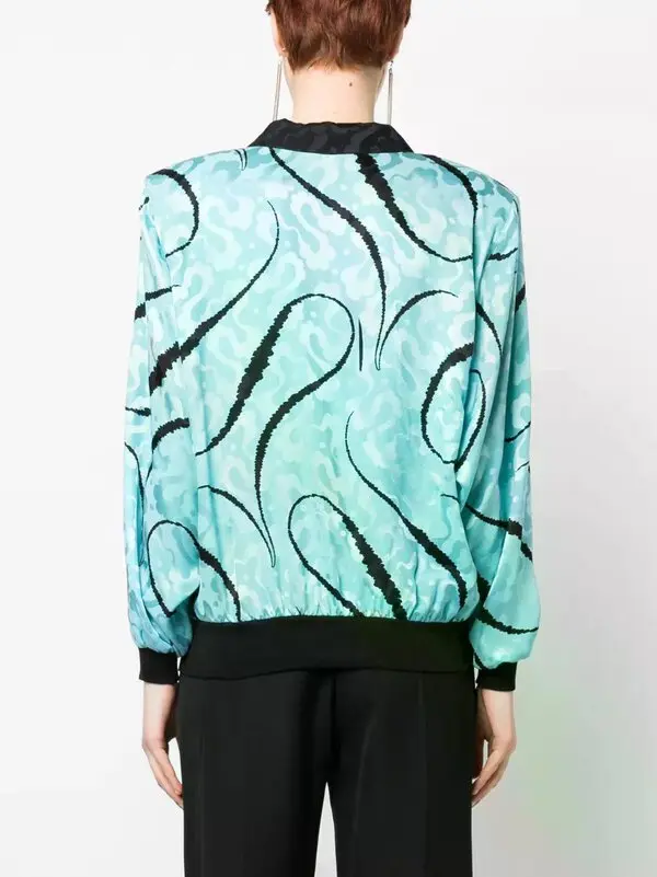 Valentino Garavani 1980s Patterned Jacquard Silk Blouse