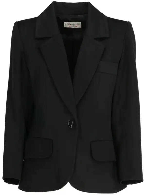 Saint Laurent Pre-owned 1980 Single-breasted Wool Blazer - Black