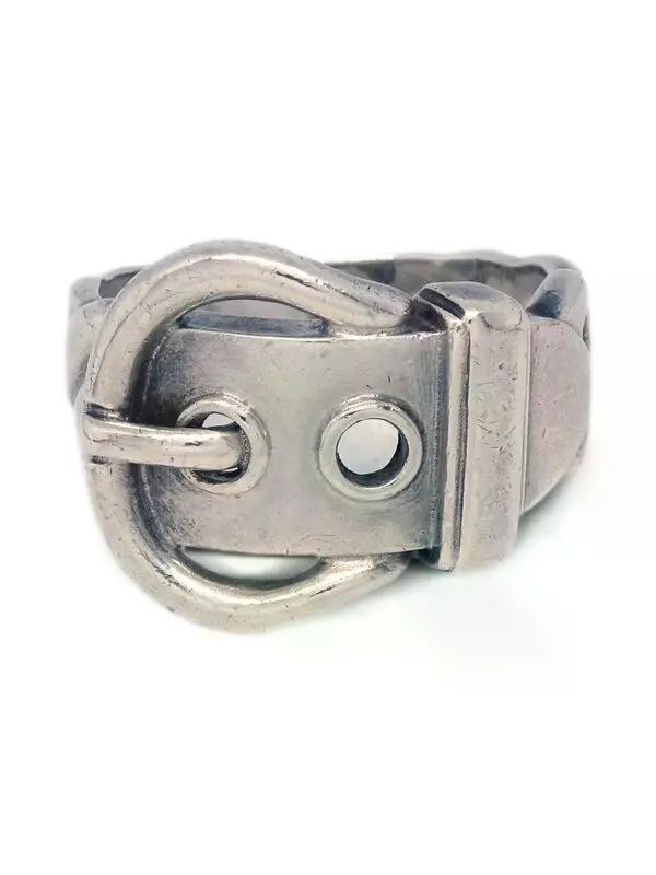Hermès 1990-2000s Buckle-design Chain Ring - Silver