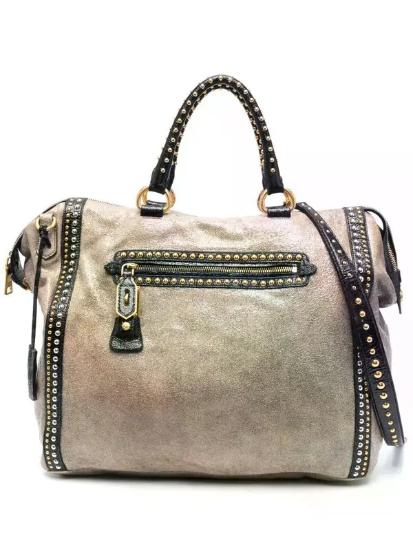 Prada 2010s Stud-embellished Zipped Two-way Bag