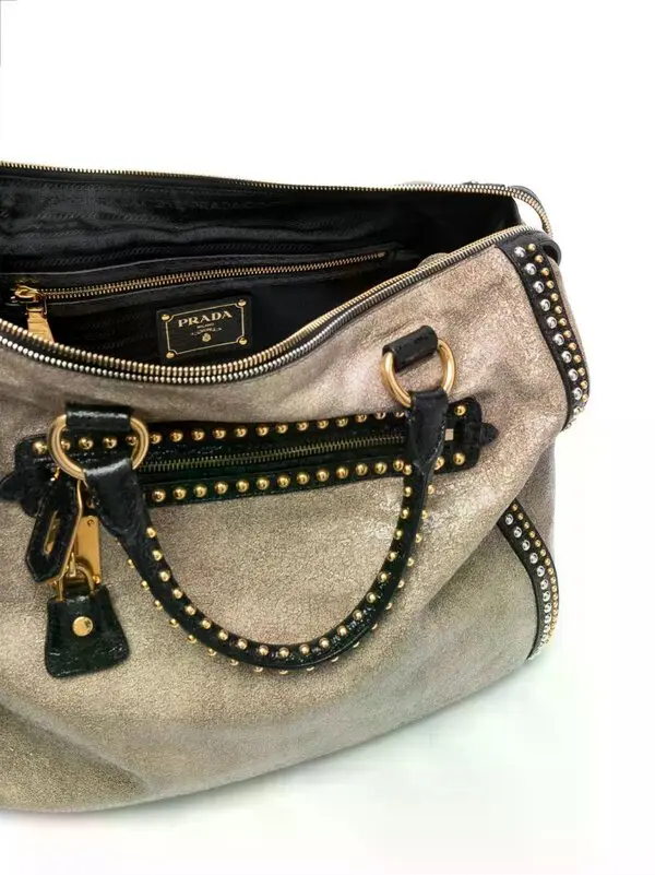 Prada 2010s Stud-embellished Zipped Two-way Bag