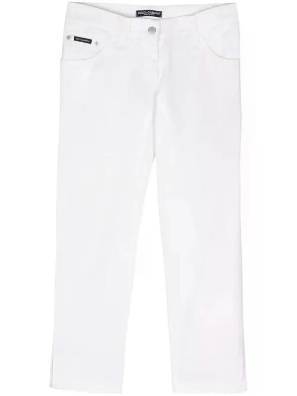 Dolce & Gabbana 2000s Crystal-logo Cropped Jeans - White