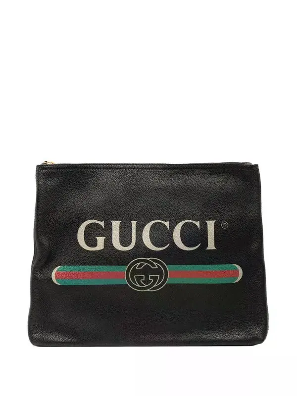 Gucci Medium Leather Logo Portfolio Clutch Bag