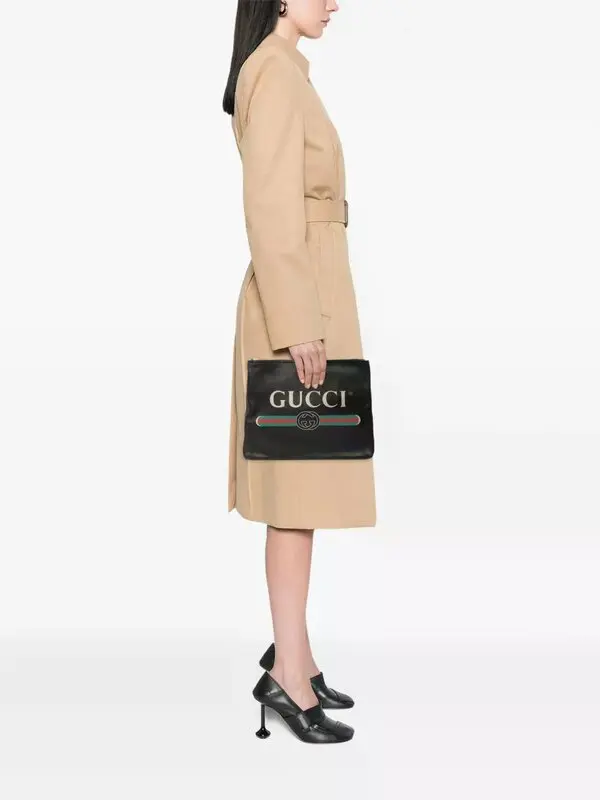 Gucci Medium Leather Logo Portfolio Clutch Bag