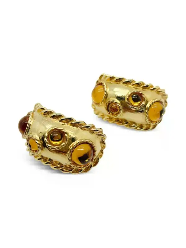 Escada 1980s Cabochon Huggie Clip-on Earrings