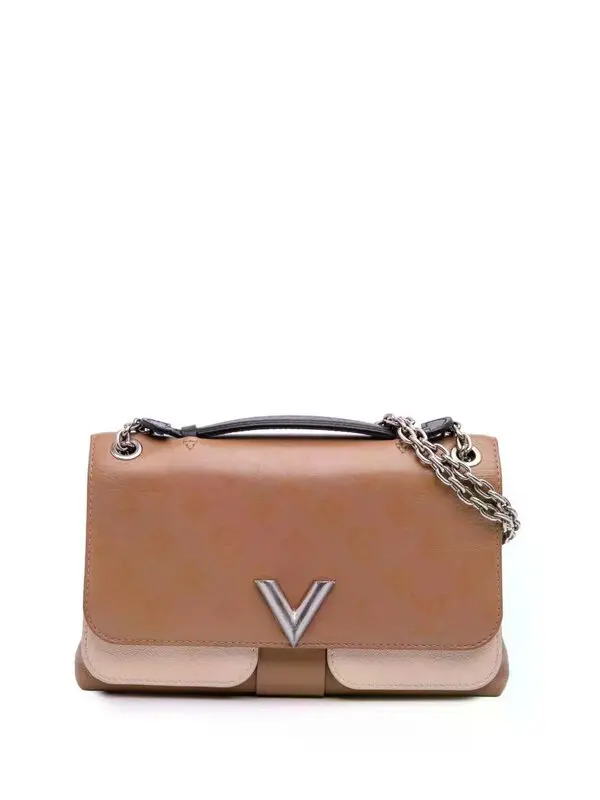 LOUIS VUITTON Monogram Cuir Plume Ecume Very Chain Satchel - Brown