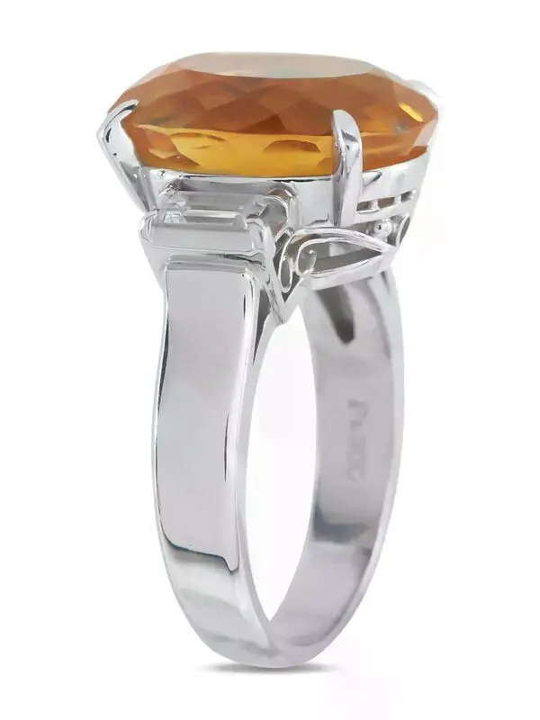 LB EXCLUSIVE Platinum, Diamond, And Citrine Ring