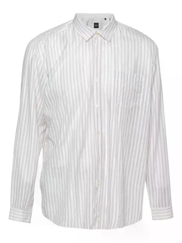 BOSS Striped Long Sleeve Shirt - White