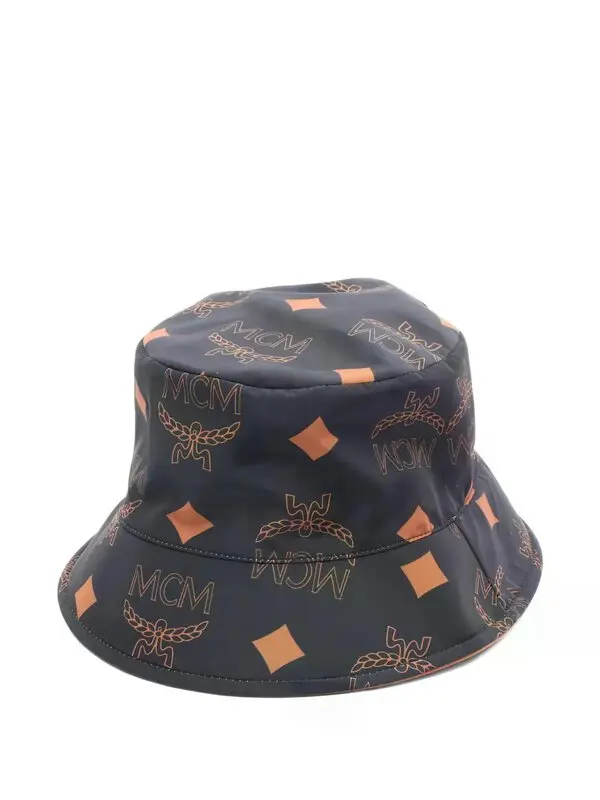 Mcm Monogram-pattern Reversible Bucket Hat - Black