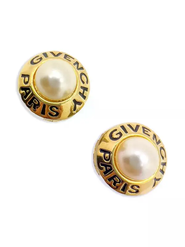 Givenchy 1980s Logo-engraved Clip-on Earrings