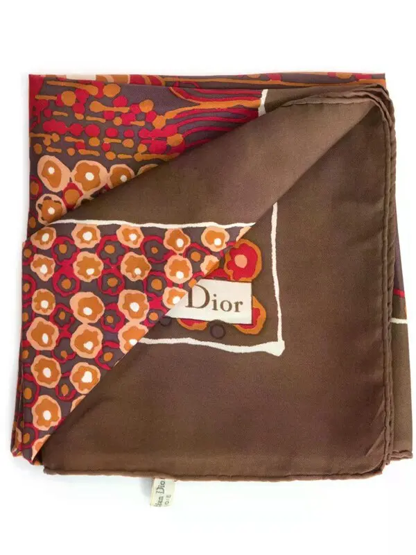 Dior 1970s Abstract-print Scarf - Brown