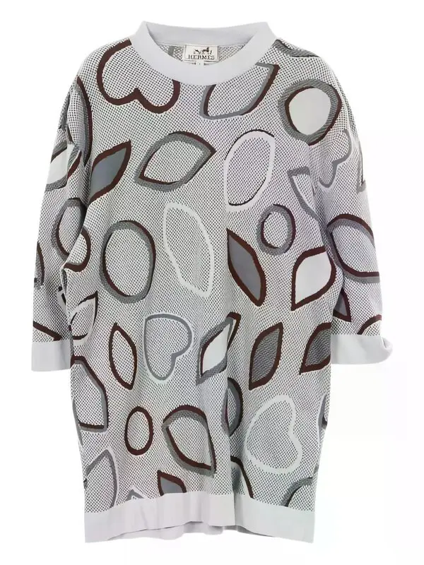 Hermès 2010s Patterned Crew-neck T-shirt - Grey